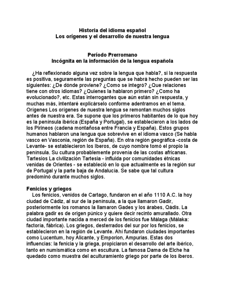 Historia del idioma español | PDF | latín | Fenicia
