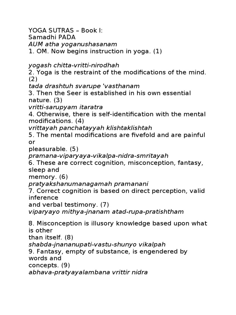 Yoga Sutras | PDF | Indian Philosophy | Yoga