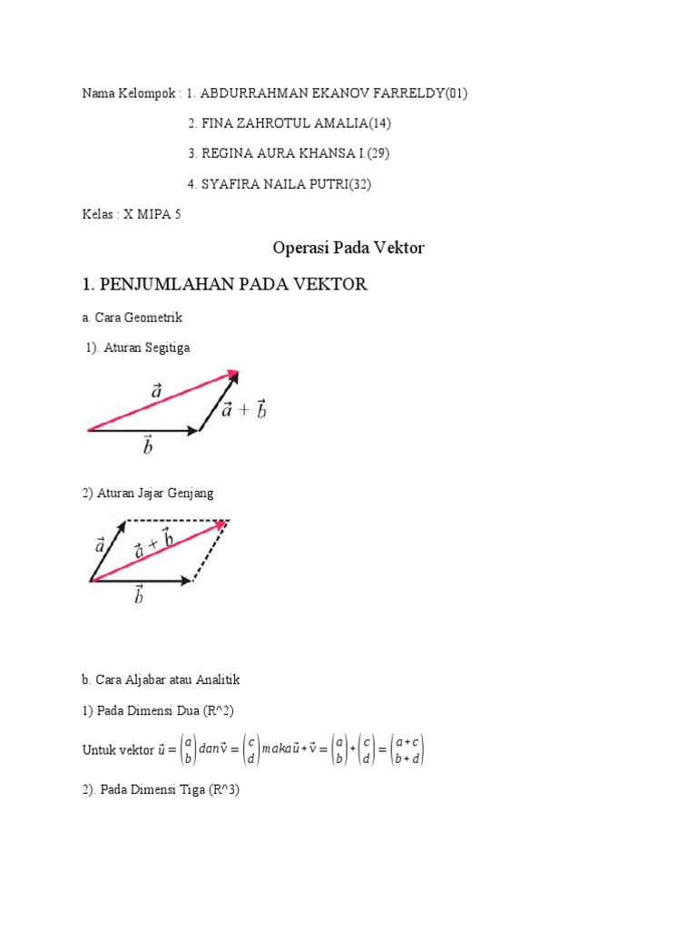 Operasi Pada Vektor-1 | PDF | Metode & Bahan Ajar