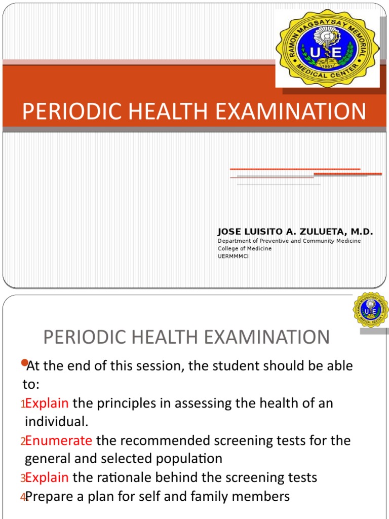 Periodic Health Examination Overview | PDF | Body Mass Index | Physical ...