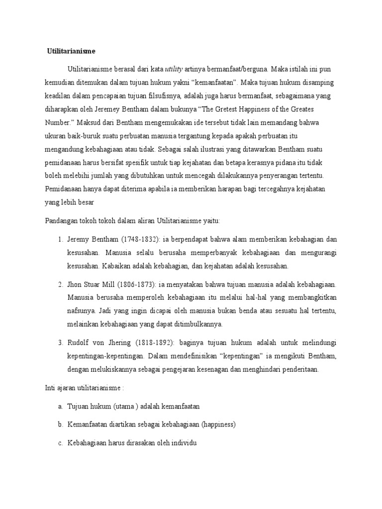 Utilitarianisme | PDF | Politik | Ilmu Sosial