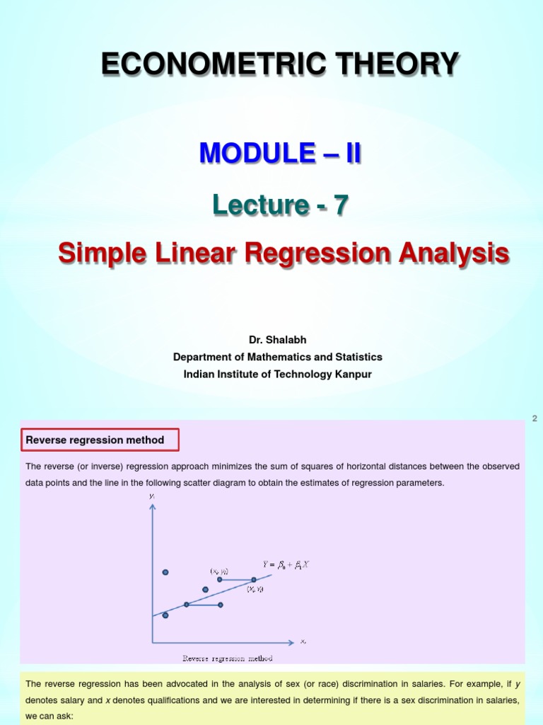 Econometric Theory: Module - Ii | PDF | Regression Analysis | Errors And Residuals