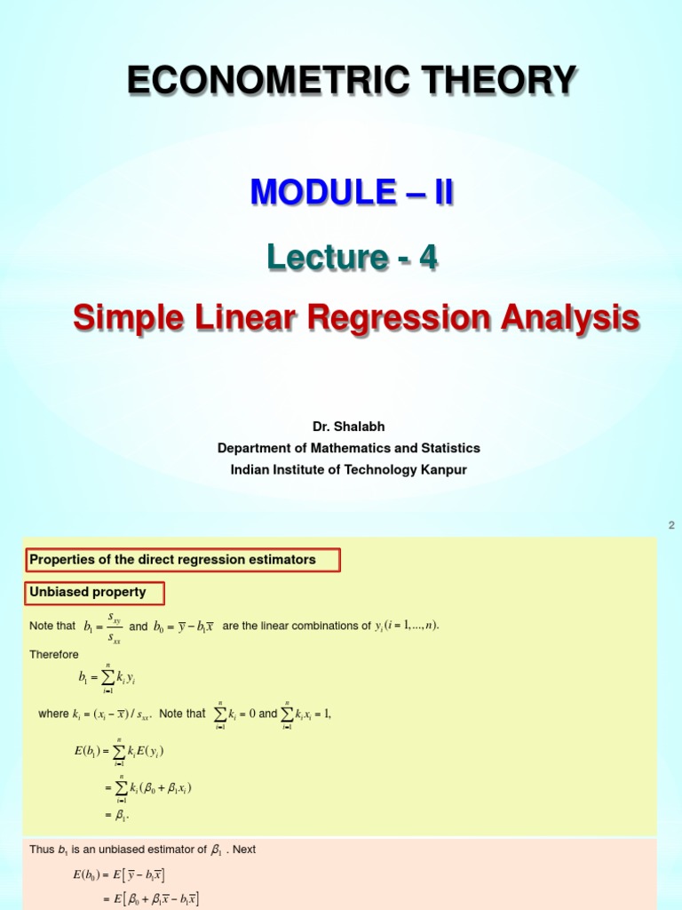 Econometric Theory: Module - Ii | PDF | Ordinary Least Squares | Degrees Of Freedom (Statistics)