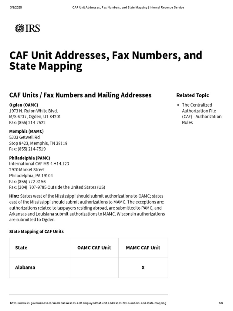 CAF Unit Addresses, Fax Numbers and Other Useful Data | PDF | U.S ...