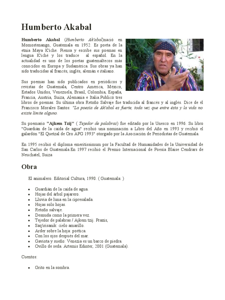 Biografía de Humberto Ak'abal | PDF