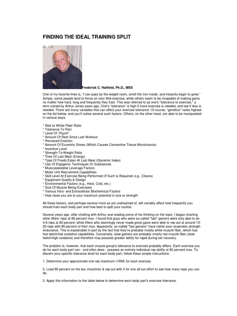 Finding The Ideal Training Split - Hatfield 2012 | PDF | Muscle | Myocyte