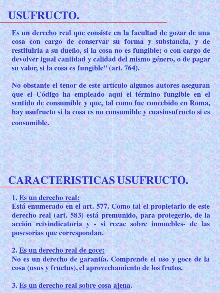 USUFRUCTO | PDF | Propiedad | Derecho y economía