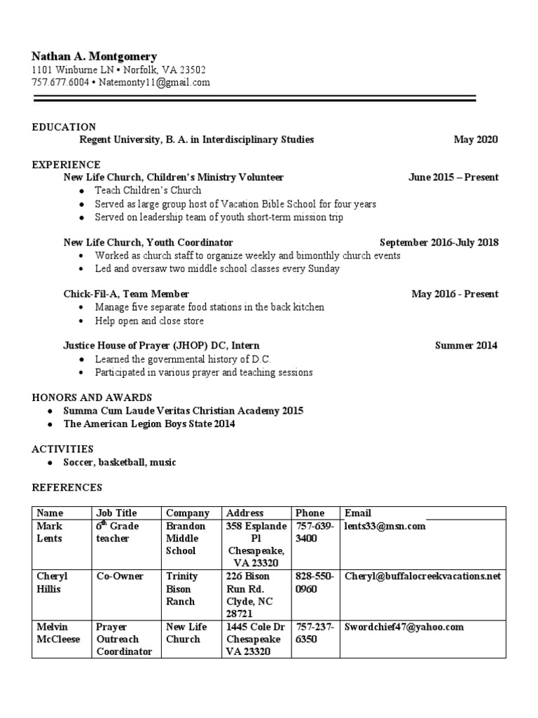 Nathans Resume With References 1 | PDF