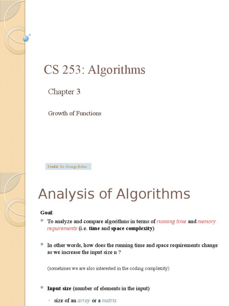 CS 253: Algorithms: Growth of Functions | PDF | Logarithm | Subroutine