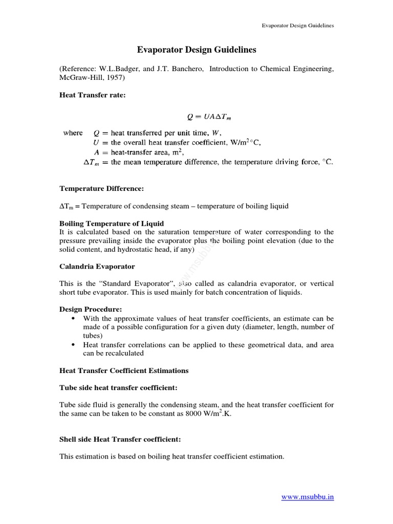 Evaporator Design Guidelines Overview | PDF | Heat Transfer | Phases Of ...