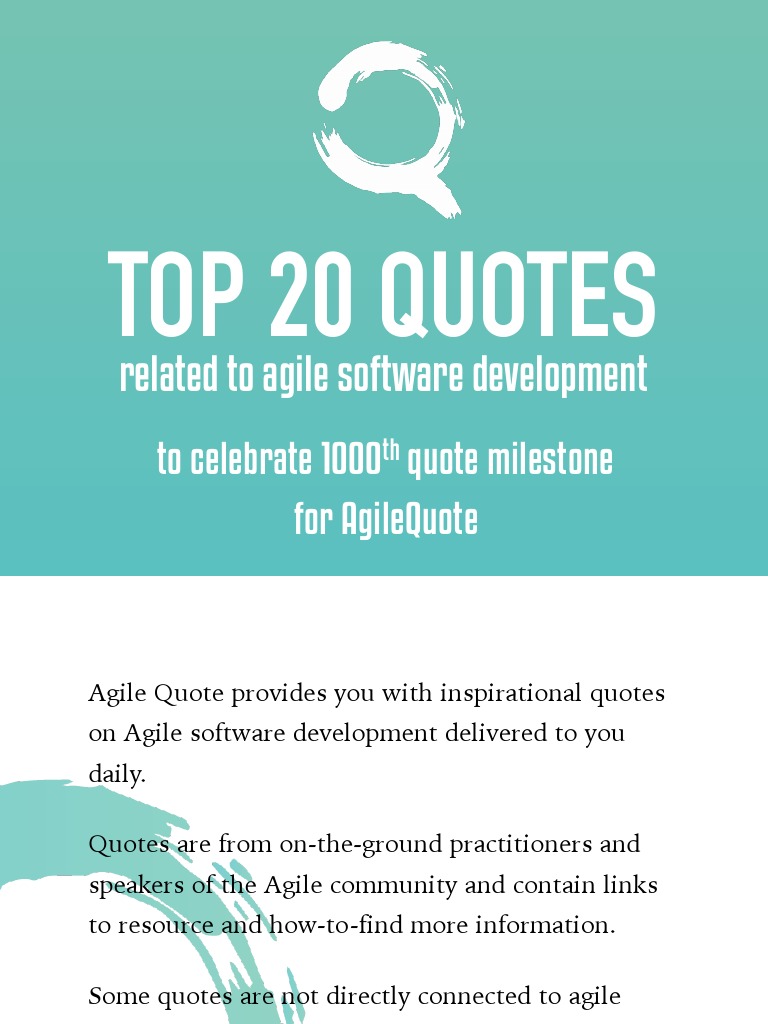 Top 20 Quotes: Related To Agile Software Development | PDF | Agile ...