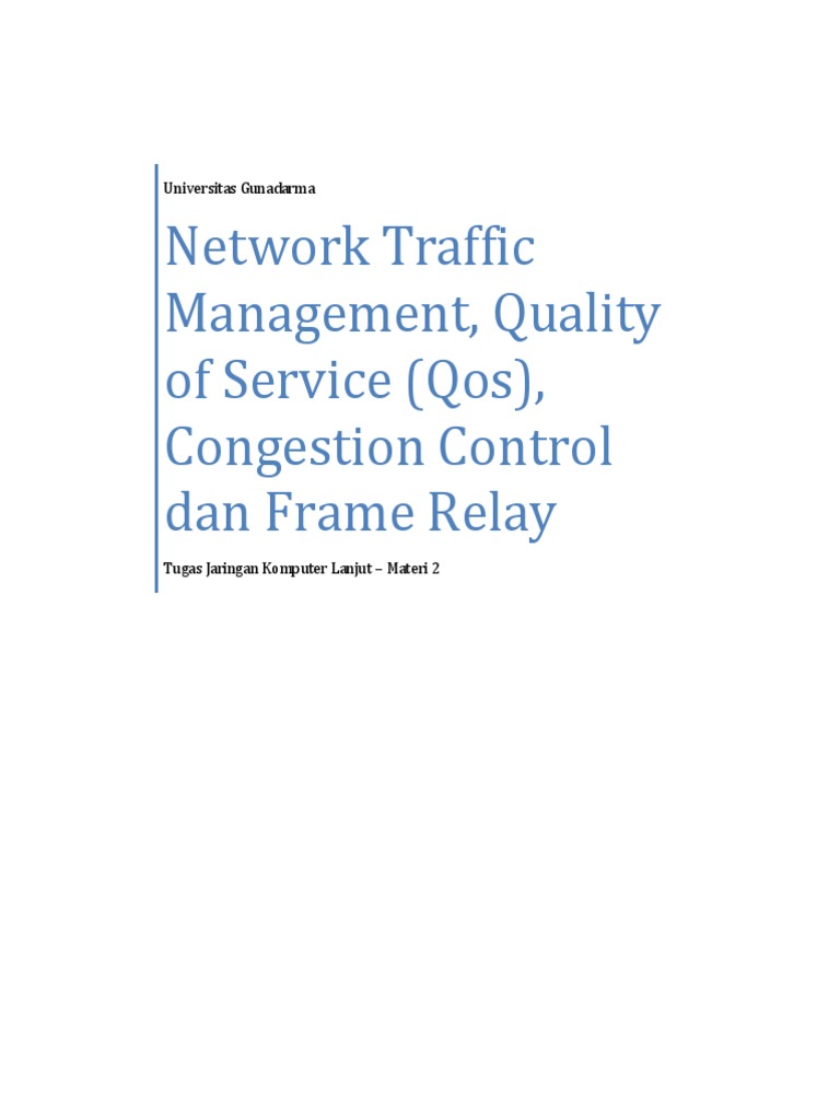 Bab 3 Network Traffic Management, Quality of Service (Qos), Congestion ...