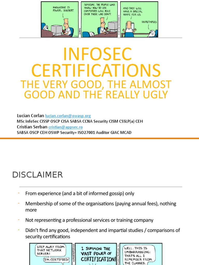 Infosec Certifications: The Very Good, The Almost Good and The Really ...