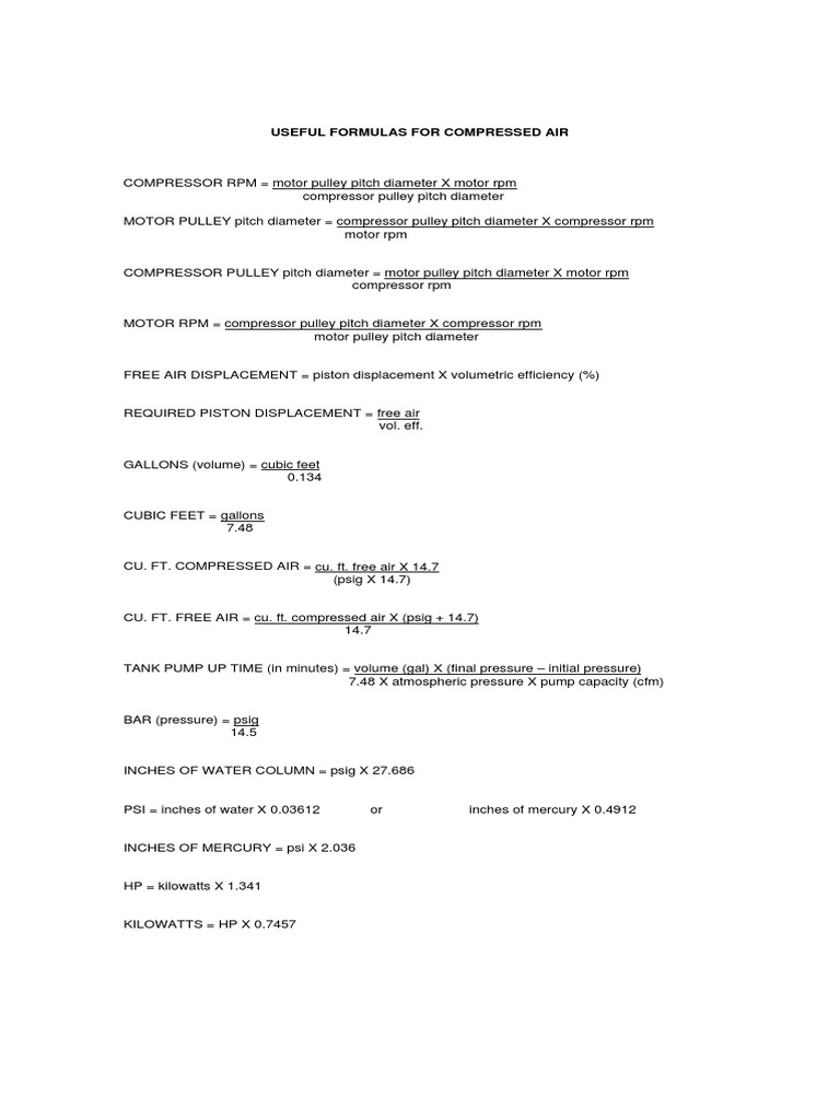Essential Formulas for Calculating Compressed Air System Performance ...