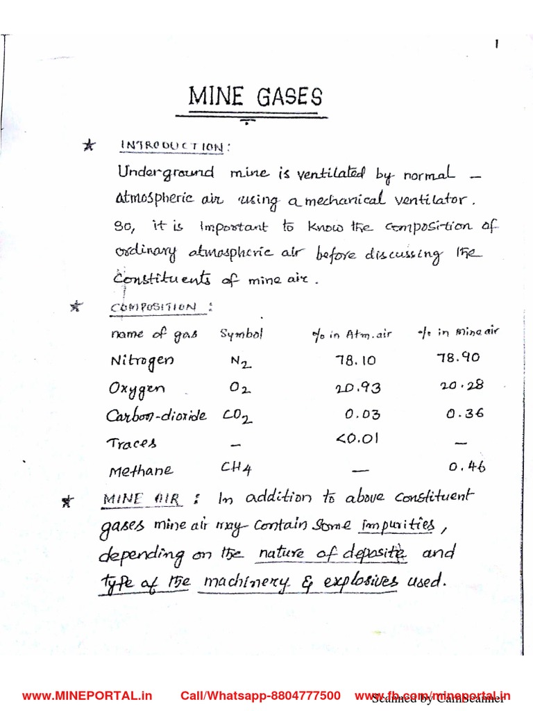 MINE GASES 748 Mineportal | PDF
