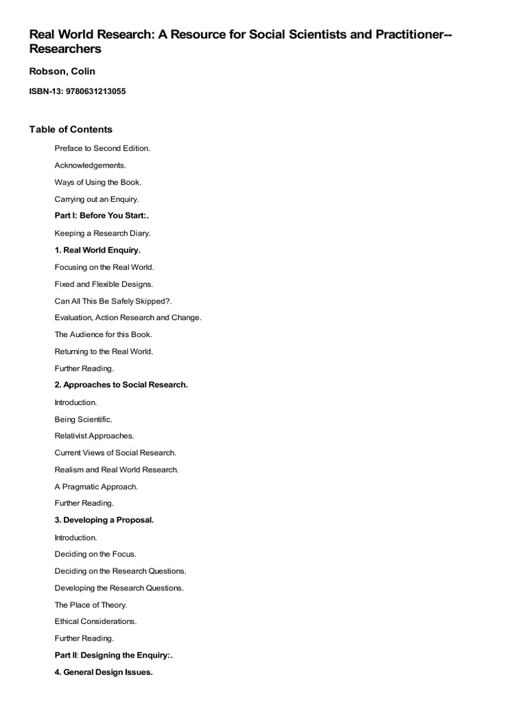 Real World Research: A Resource For Social Scientists and Practitioner ...