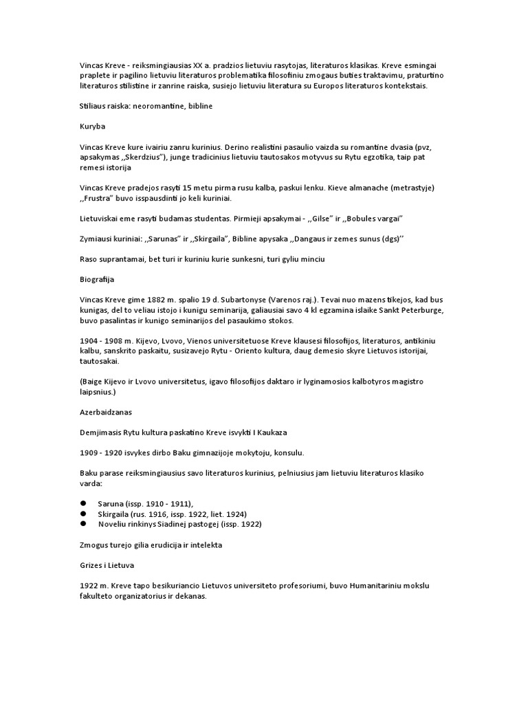 Vincas Kreve | PDF