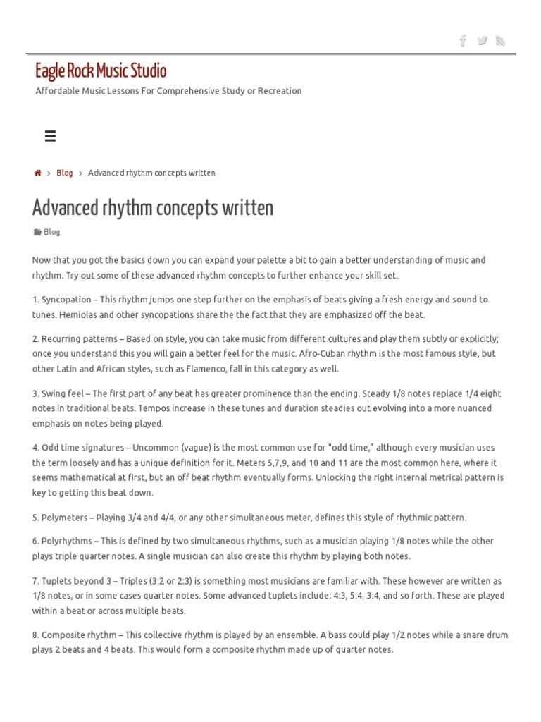 Advanced Rhythm Concepts Written | PDF | Rhythm | Performing Arts