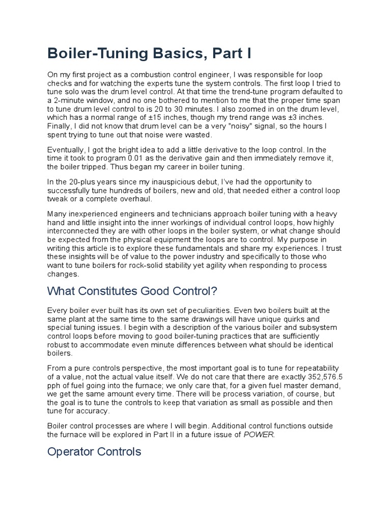 Boiler-Tuning Basics, Part I: What Constitutes Good Control? | PDF ...