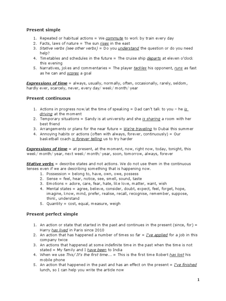 A Comprehensive Guide to English Tense Usage | PDF | Grammatical Tense ...