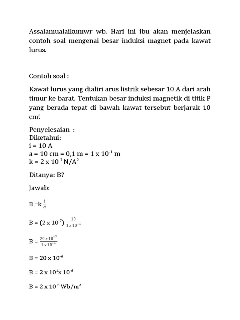 Contoh Soal Induksi Magnet Kawat Lurus | PDF