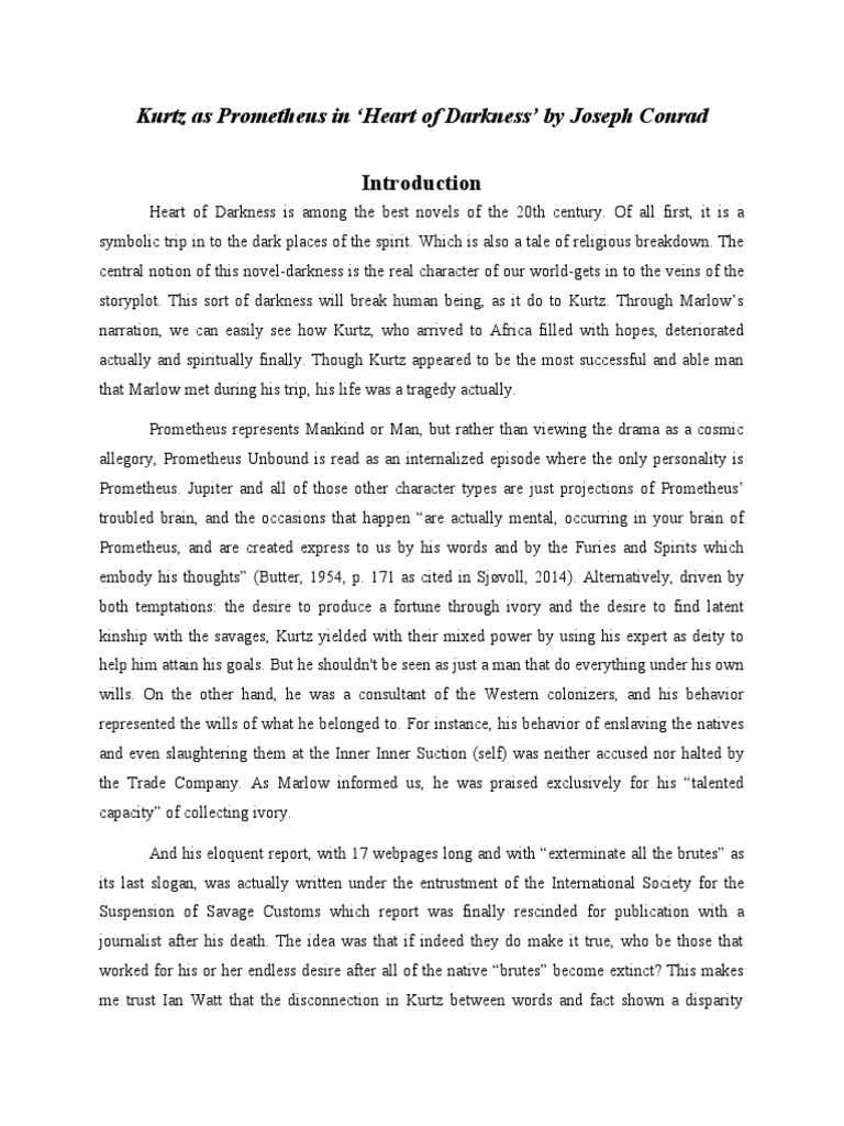 Kurtz As Prometheus in Heart of Darkness' by Joseph Conrad | PDF ...