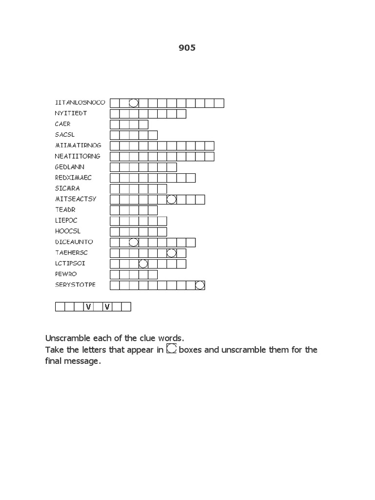 Word Unscramble Puzzle Game | PDF