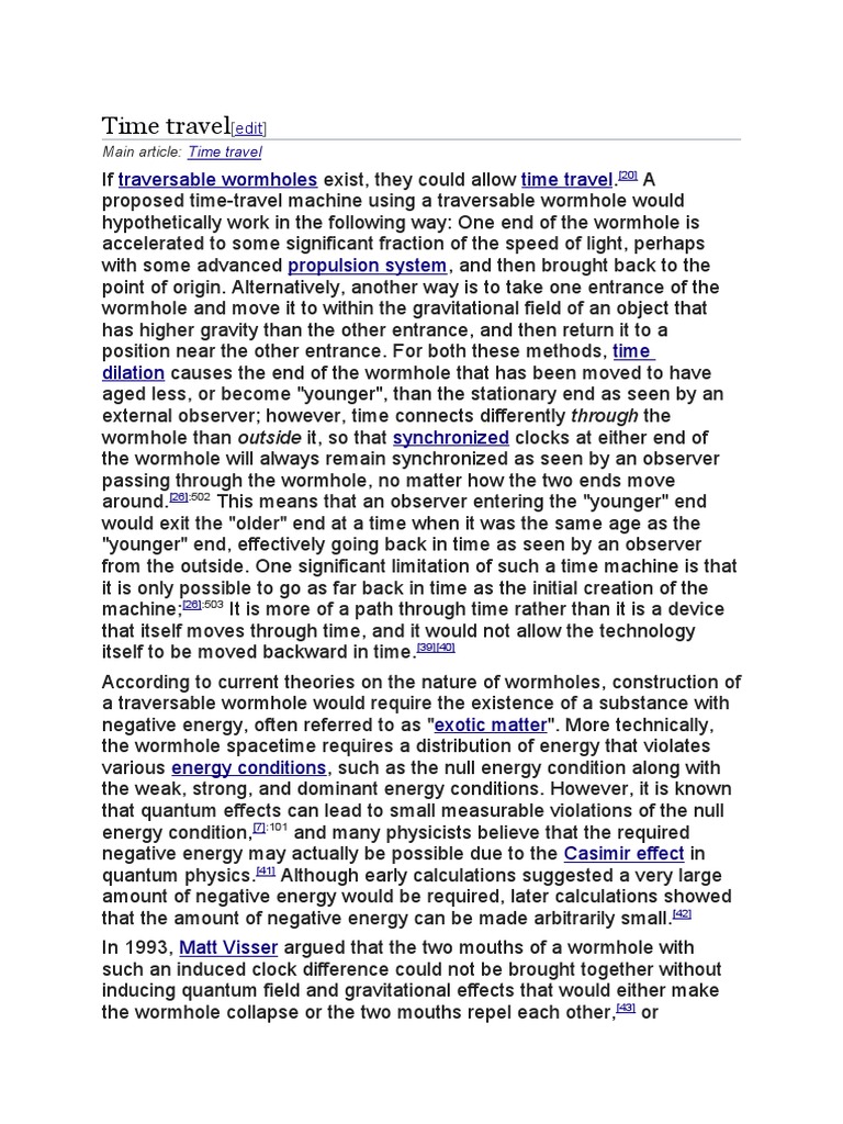 Traversable Wormholes Time Travel | PDF | Time Travel | Epistemology Of ...