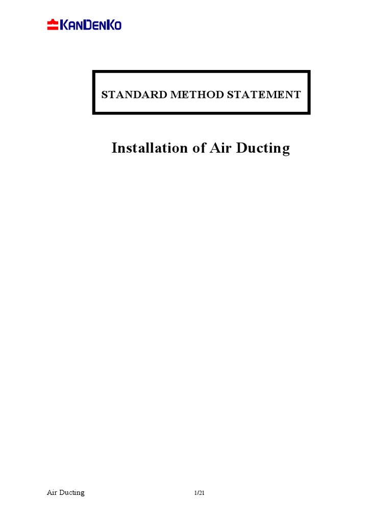 Installation of Air Ducting: Standard Method Statement | PDF | Duct ...