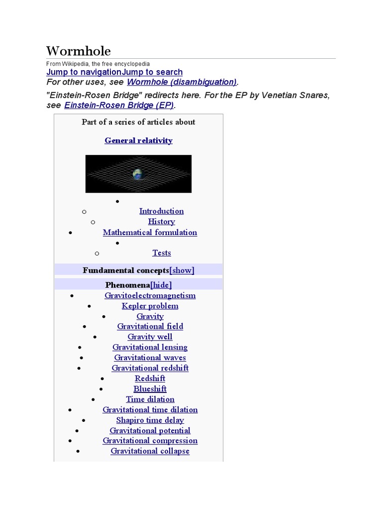 Wormhole | PDF | Time Travel | General Relativity