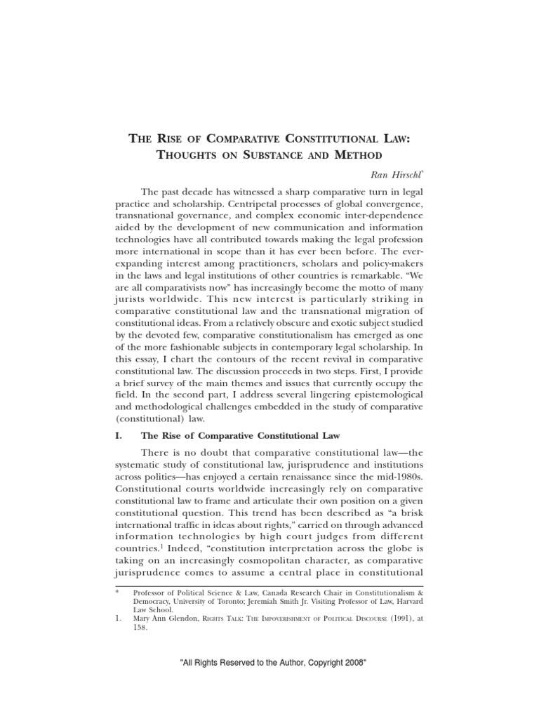 Comparitive Constitution - Ran Hirschl | PDF | Judiciaries | Judicial ...