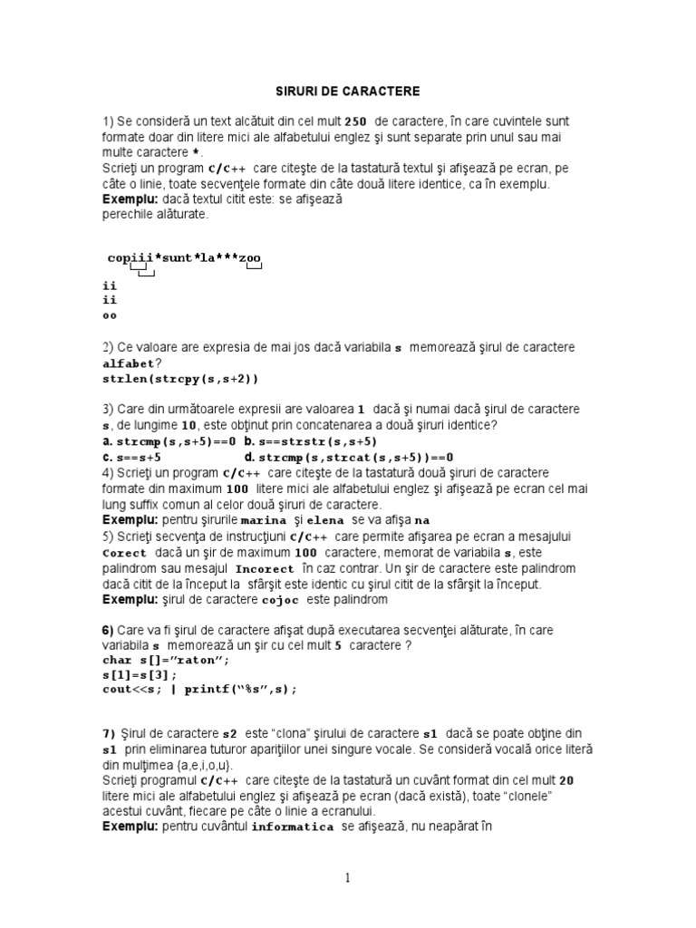 Siruri de Caractere | PDF Siruri de Caractere | PDF