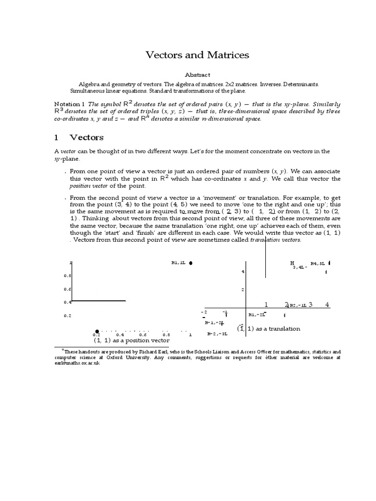Understanding Vectors And Matrices An Introduction To The Algebra And Geometry Of Linear