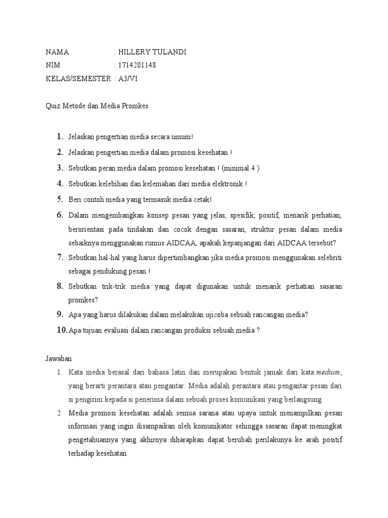 Quiz Metode Dan Media Promkes | PDF