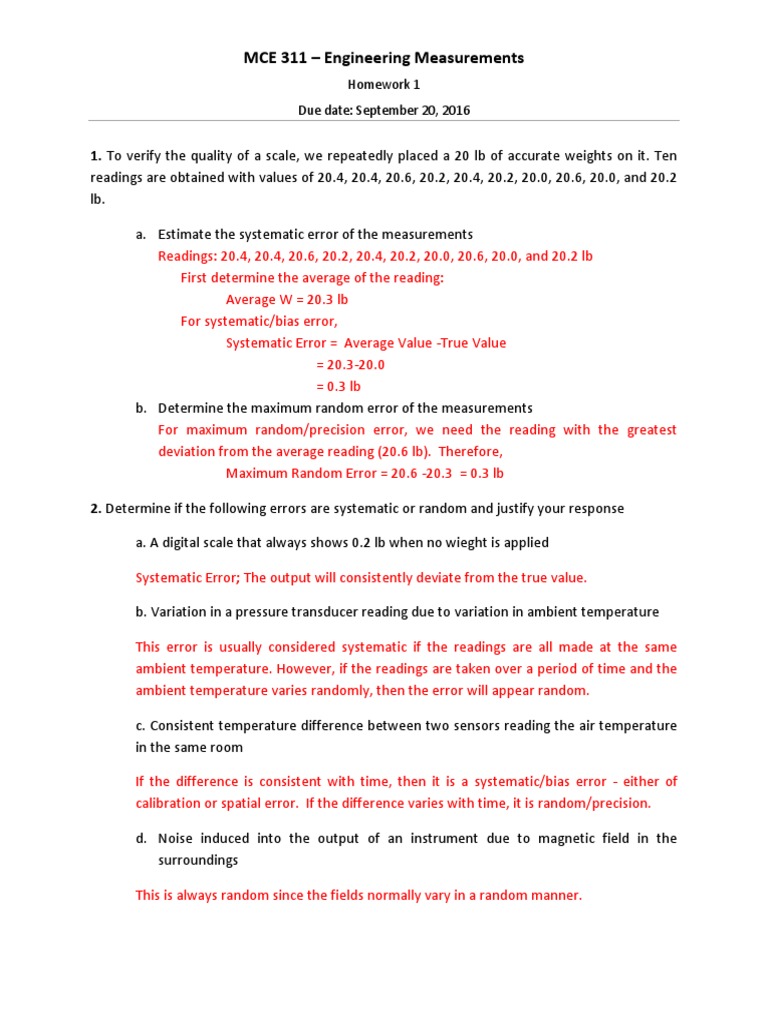 MCE 311 - Engineering Measurements | PDF | Observational Error | Calibration