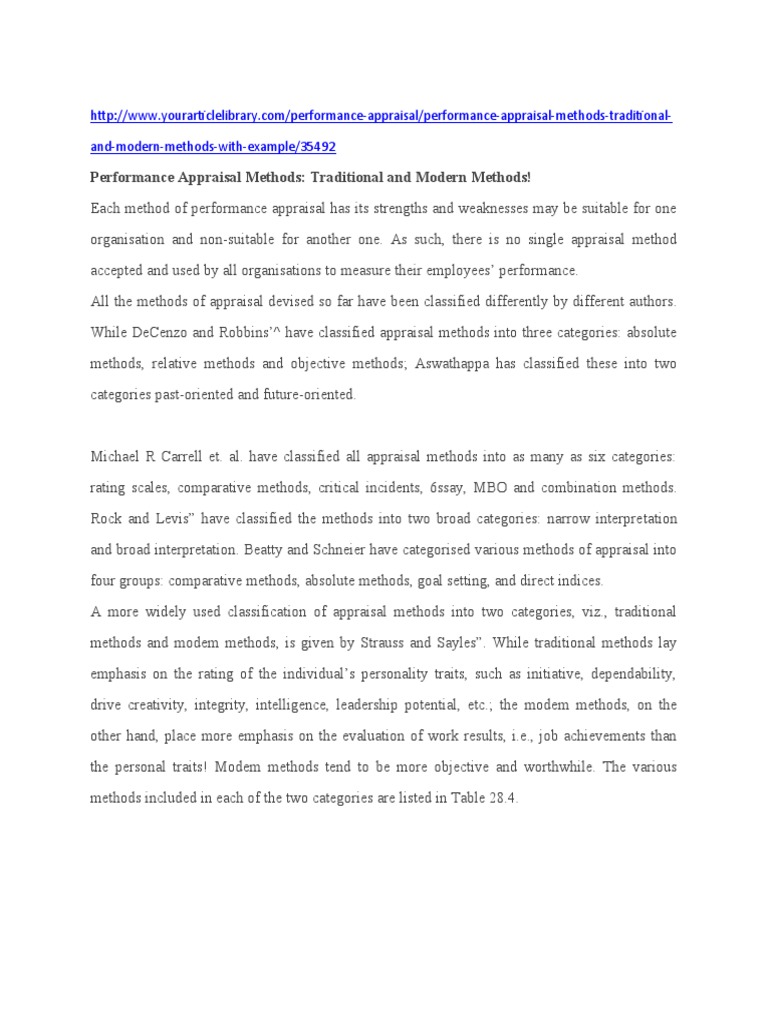 Performance Appraisal Methods | PDF | Performance Appraisal | Psychology