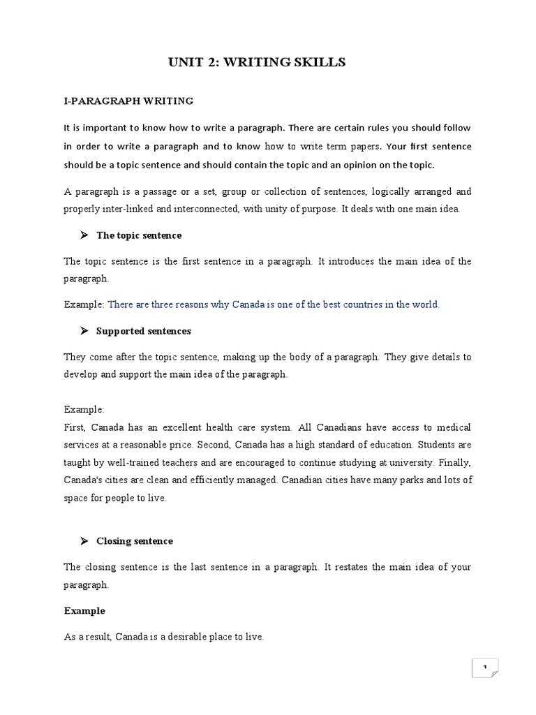 UNIT 2 Writing Skills | PDF