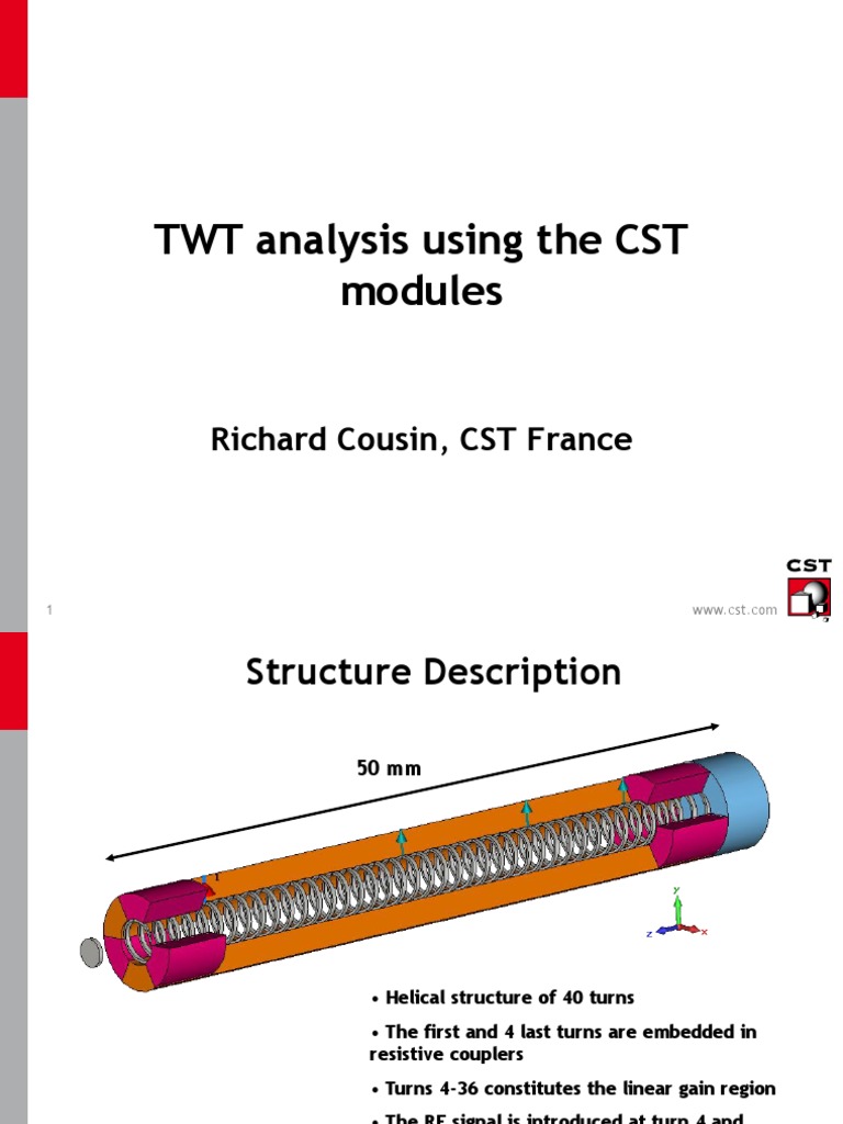 TWT Simulations With CST PARTICLE STUDIO | PDF | Amplifier | Electron