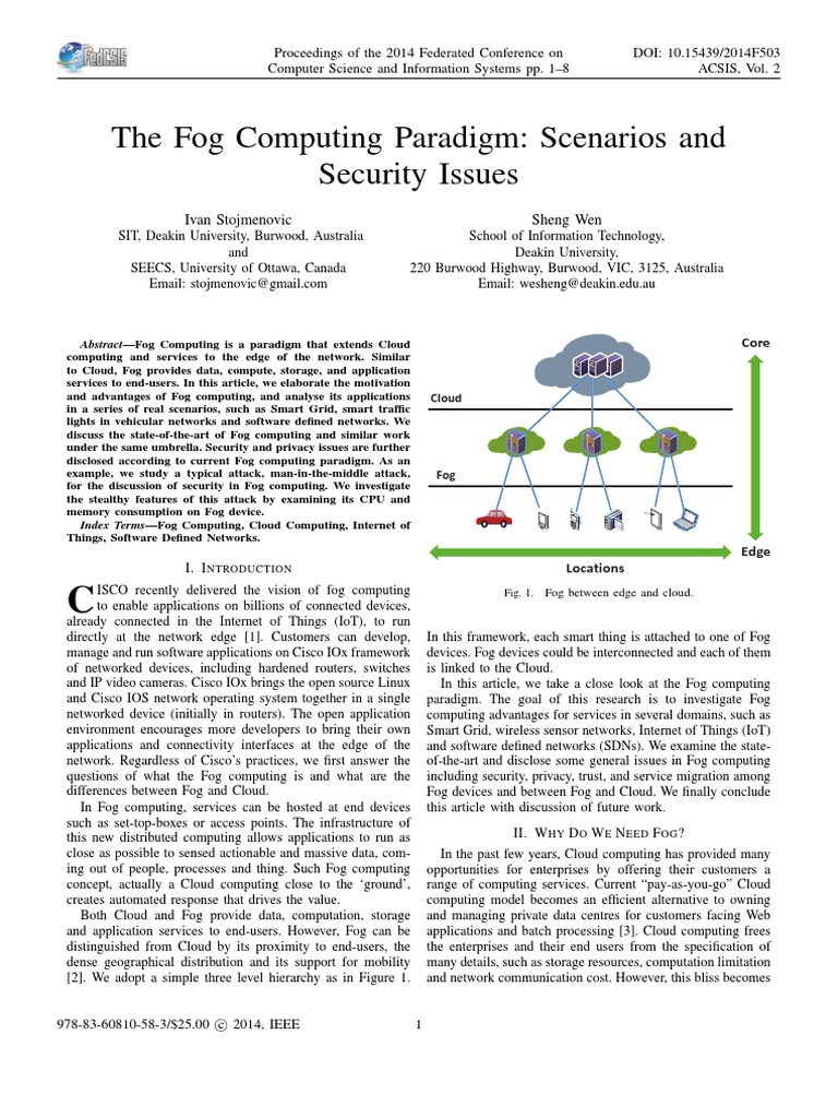 The Fog Computing Paradigm: Scenarios and Security Issues: Ivan ...