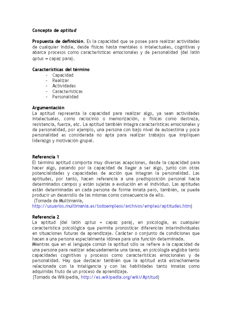Concepto de Aptitud | PDF | Sicología | Aprendizaje