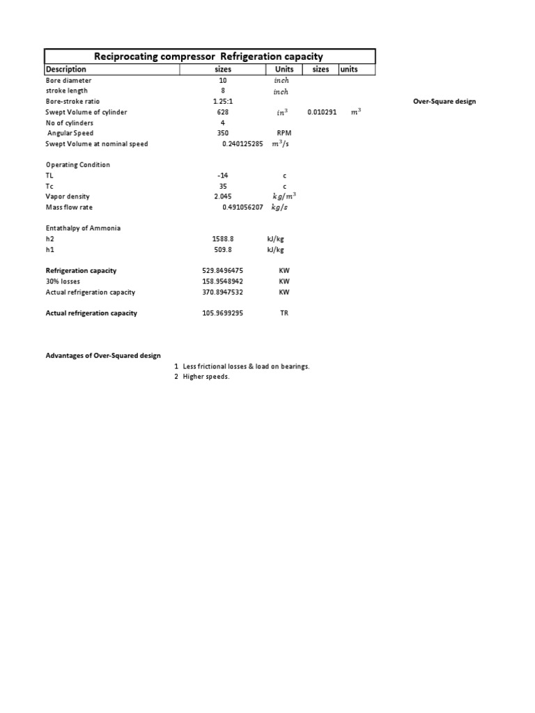 Compressor Capacity Calculations PDF | PDF | Refrigeration | Cylinder ...