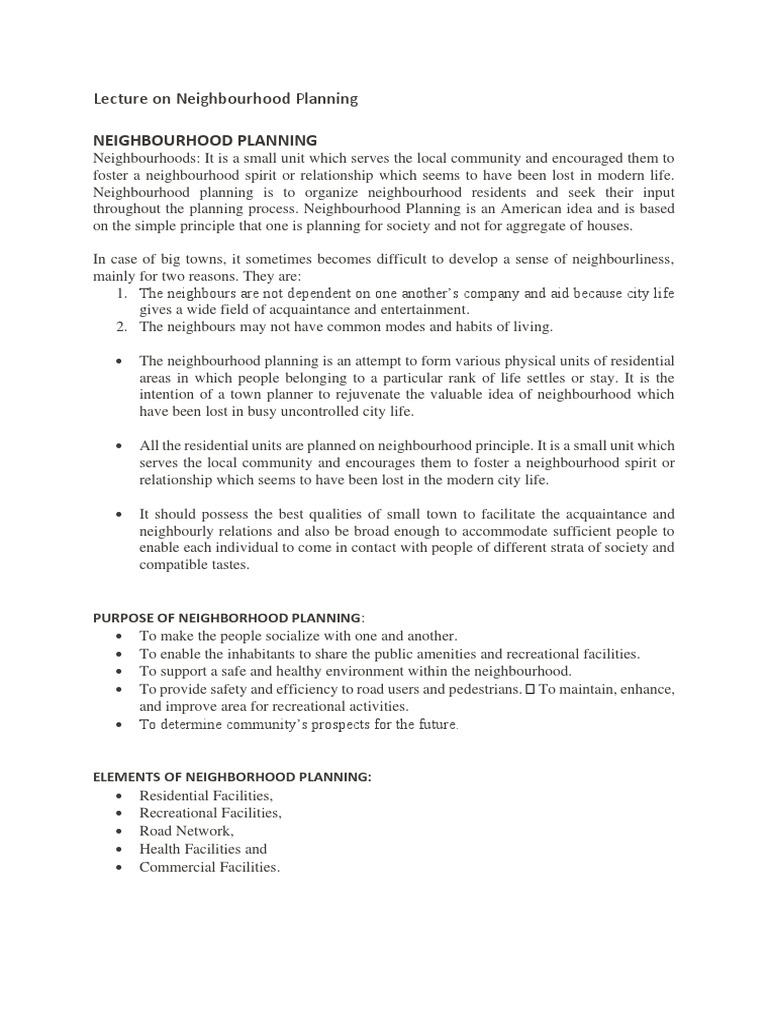 Neighbourhood Planning Principles and Benefits | PDF | Neighbourhood ...