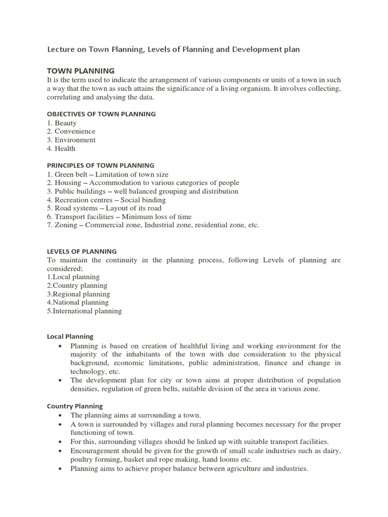 Town Planning Levels - Forms & Development Plan PDF | Download Free PDF ...