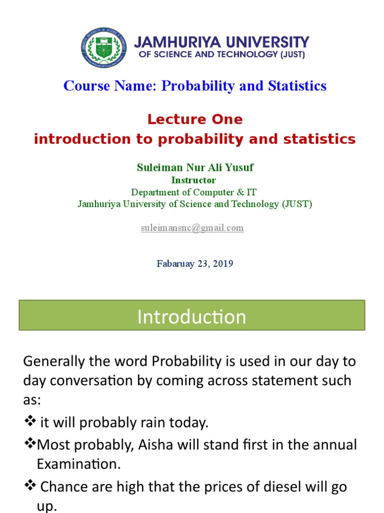 Introduction To Probability and Statistics | PDF | Mathematical ...