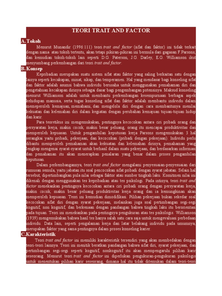 Teori Trait and Factor | PDF
