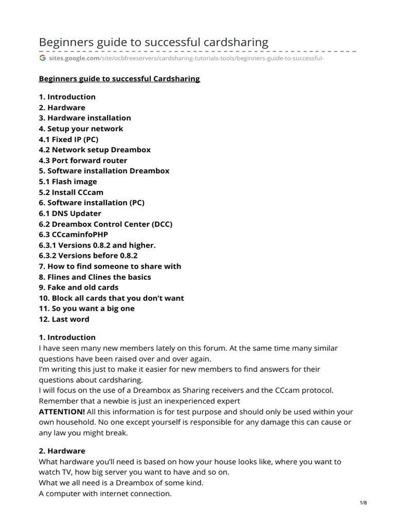 Beginners Guide To Successful Cardsharing | PDF | Domain Name System ...