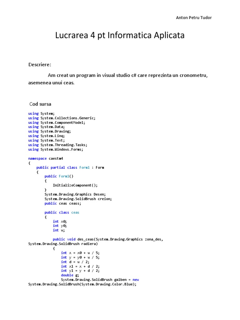 Lucrarea 4 PT Informatica Aplicata | PDF | .Net Framework | Computer ...