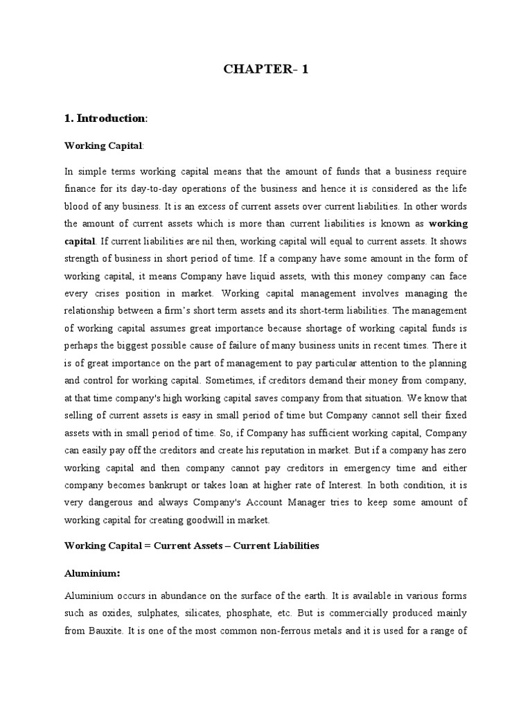 Chapter-1: Working Capital | PDF | Working Capital | Factoring (Finance)