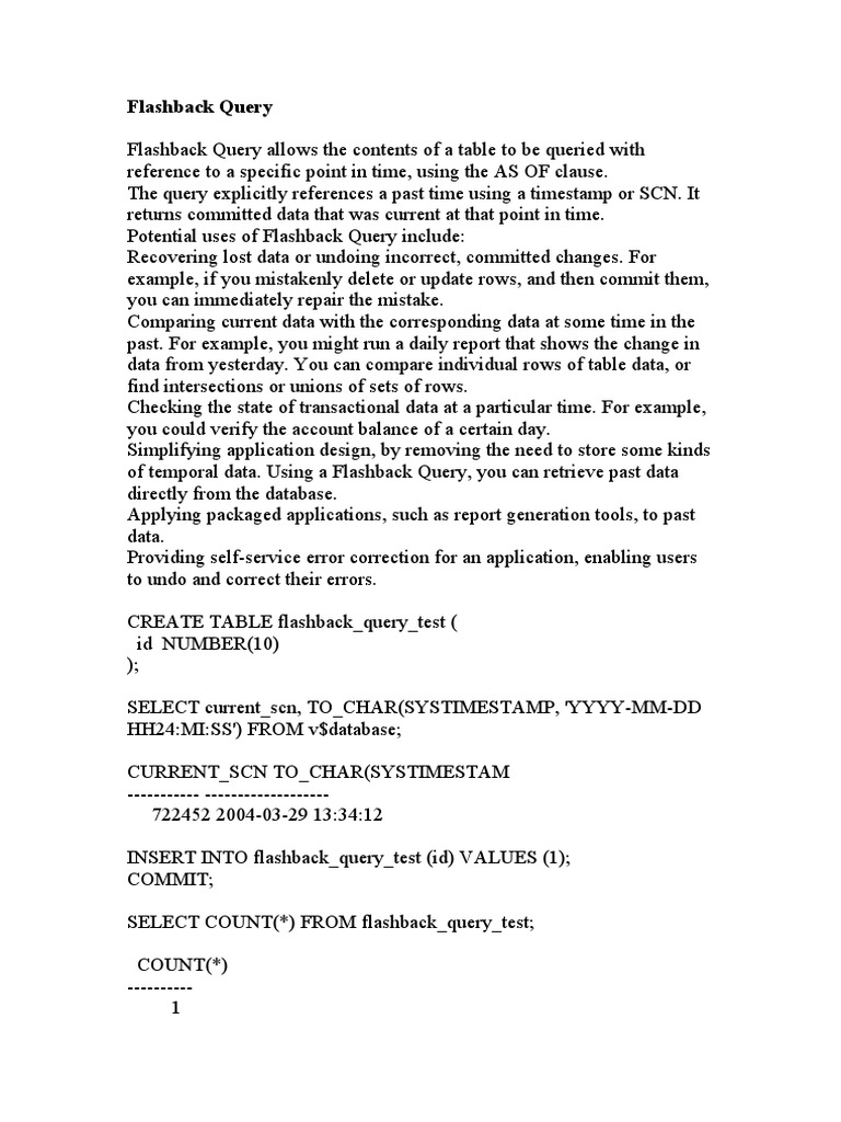Flashback Query | PDF | Database Index | Databases