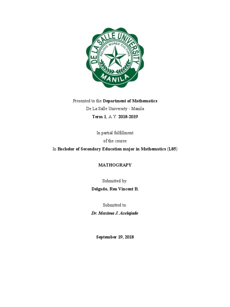 Cover Template For Academic Submissions DLSU | PDF